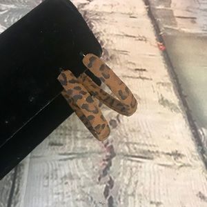 Jewelry | Vintage Faux Suede Animal Print Large Hoops | Poshmark